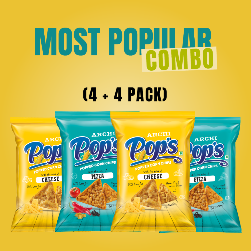 Corn Popped Chips - Most Popular Combo Cheese & Pizza (40gm Each - 8 ...
